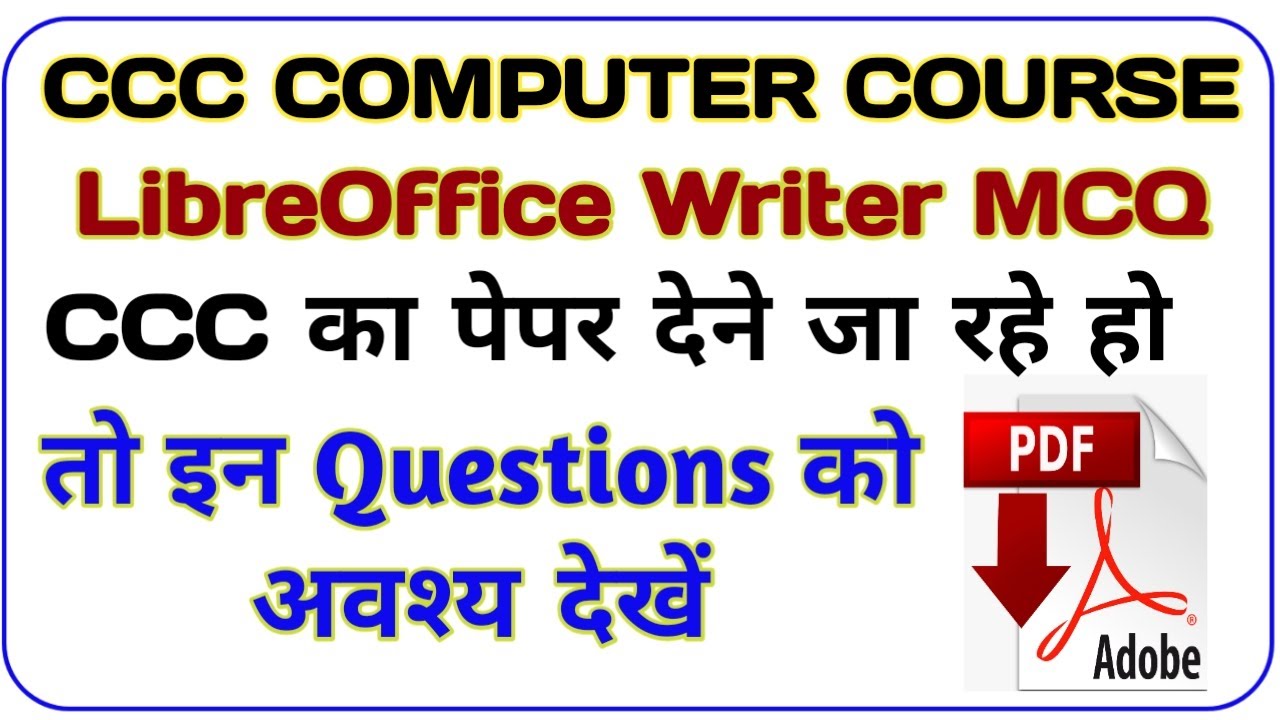 CCC exam question answer in english | Libreoffice writer in hindi | ccc computer course hindi ...