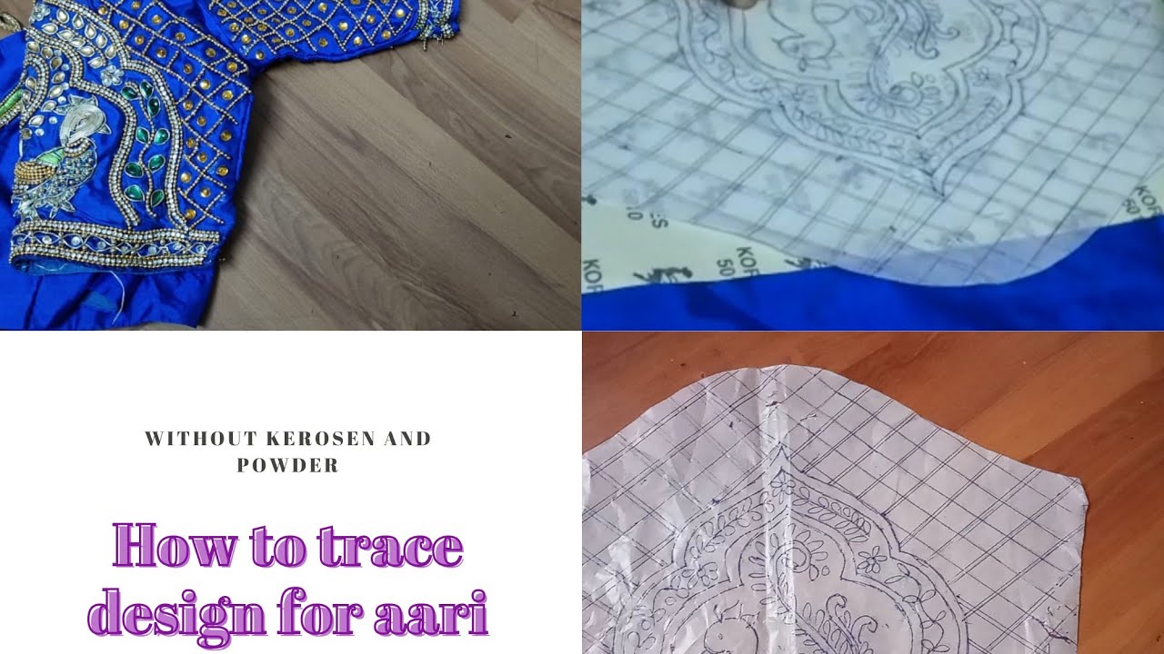How to trace aari design in blouse/tracing aari work. - YouTube