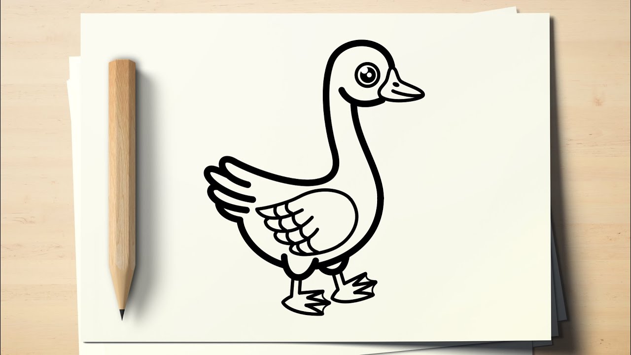 Simple Drawing a Cute Goose #simpledrawing #goose - YouTube