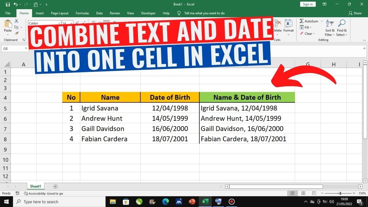 Easily Combine Text And Date Into ONE Cell In Excel YouTube Easily Combine Text And Date Into ONE Cell In Excel YouTube