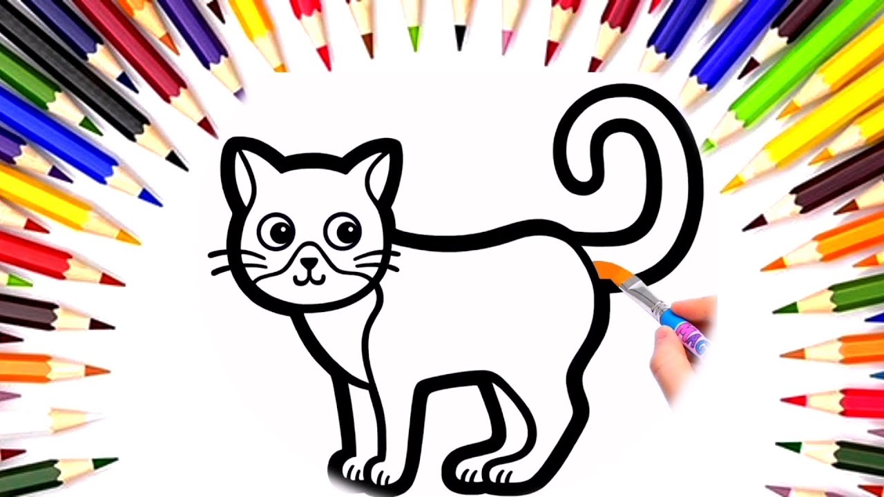 How to paint a cat🐱Learn to color the cat and the tree - YouTube