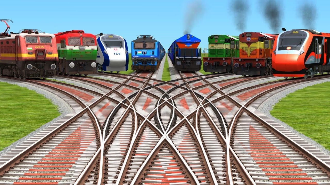 VIII RAILS PASSING BY CURVED BRANCHED RAILROAD TRACKS RISKY RAILROAD ...