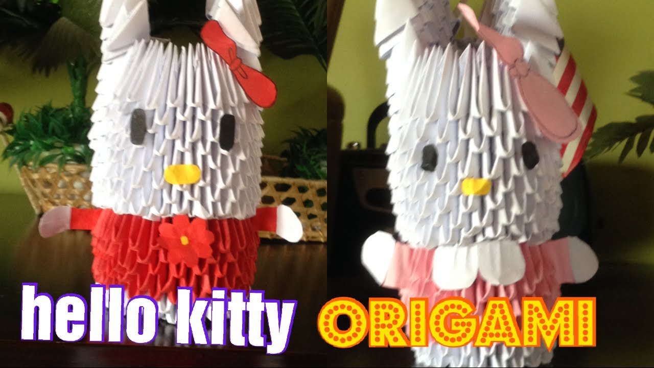 Hello kitty origami - YouTube
