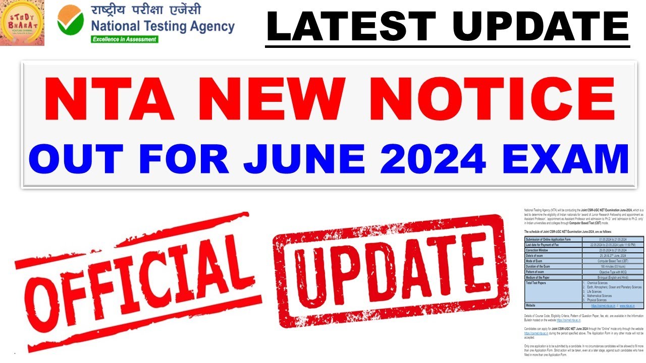 Nta new notice out for june 2024 exam official update #jrf #ugcnet # ...