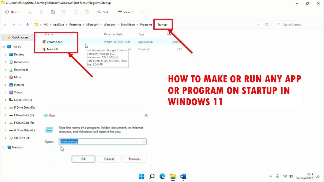 How to Make or Run Any App Or Program On Startup In Windows 11 - YouTube