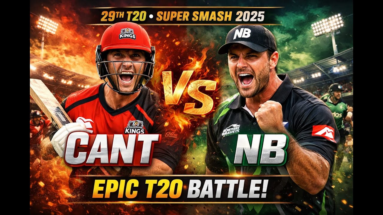 Live CANT vs NB, 29th T20, Super Smash 2025-26 | #sat20 live match ...