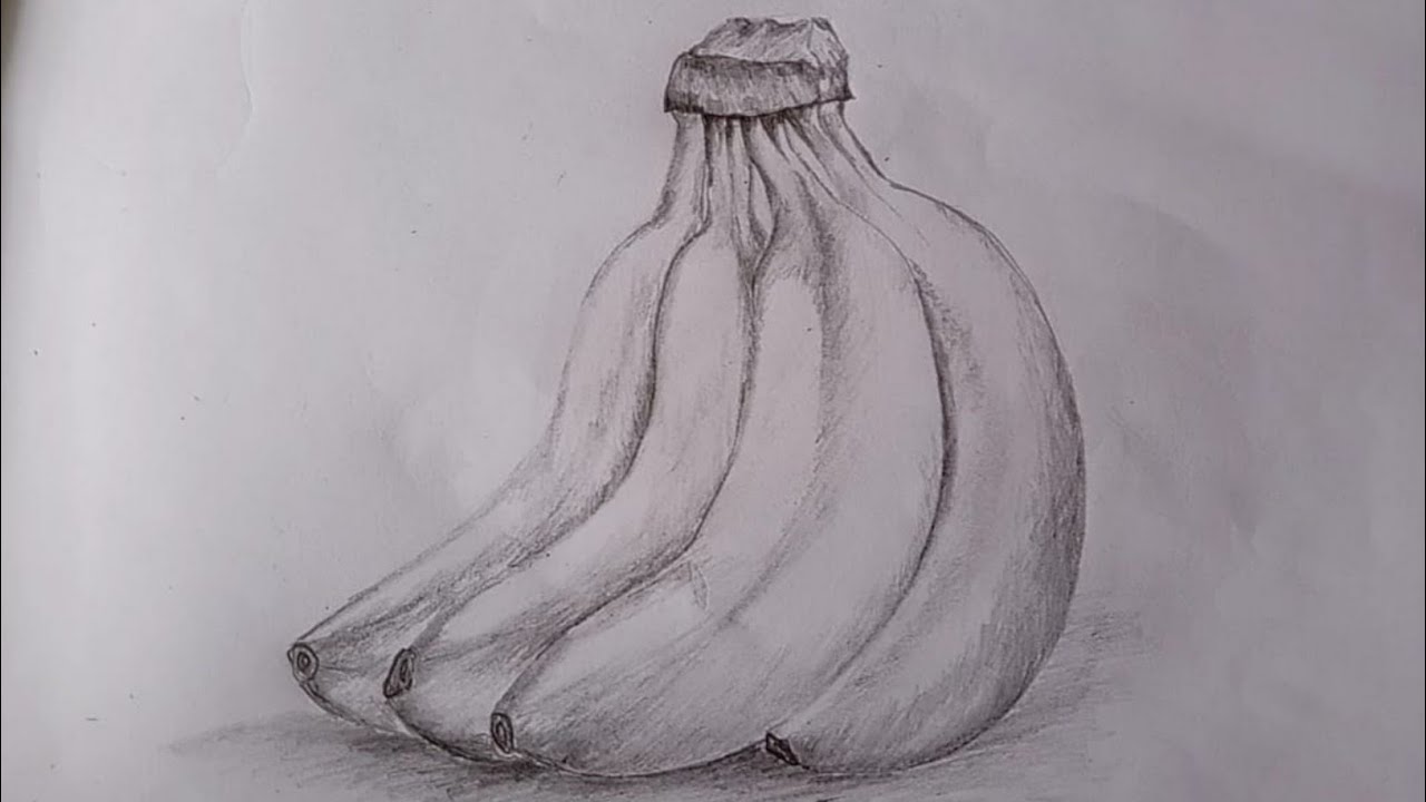 Draw a bunch of bananas with pencil /How to do shading step by step ...
