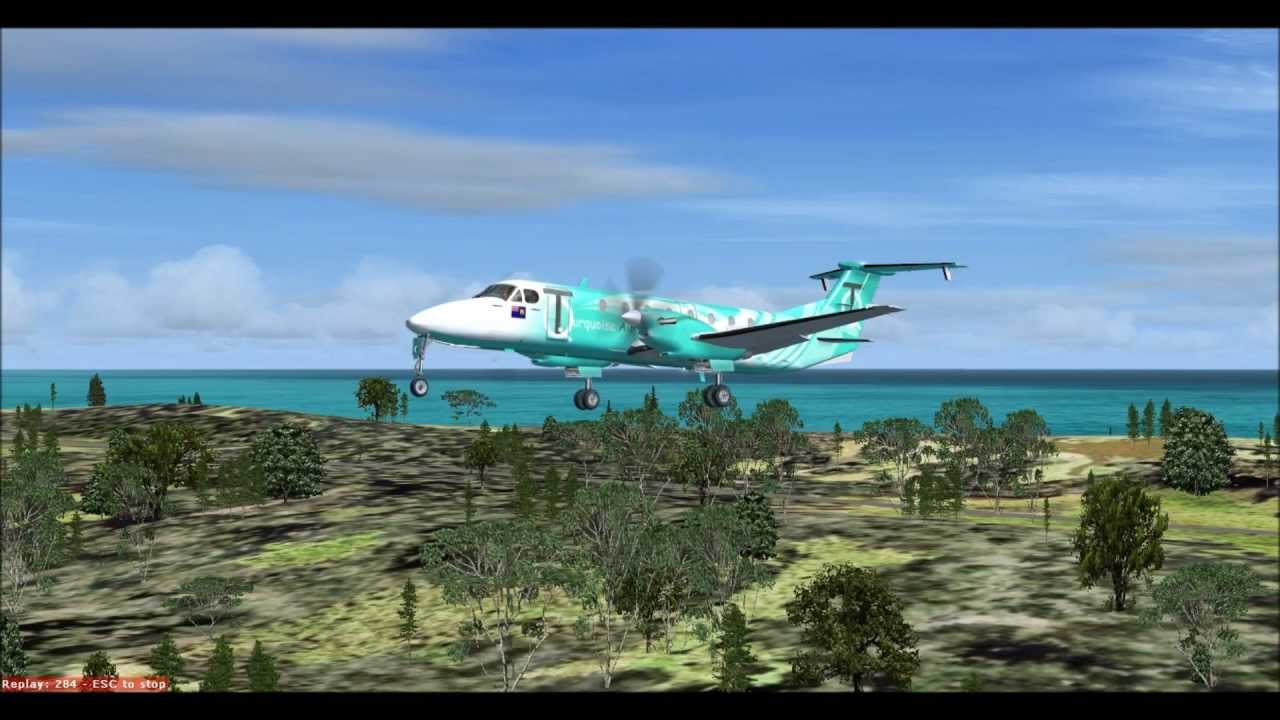 Turquoise Air beech 1900c landing in South Caicos MBSC - YouTube