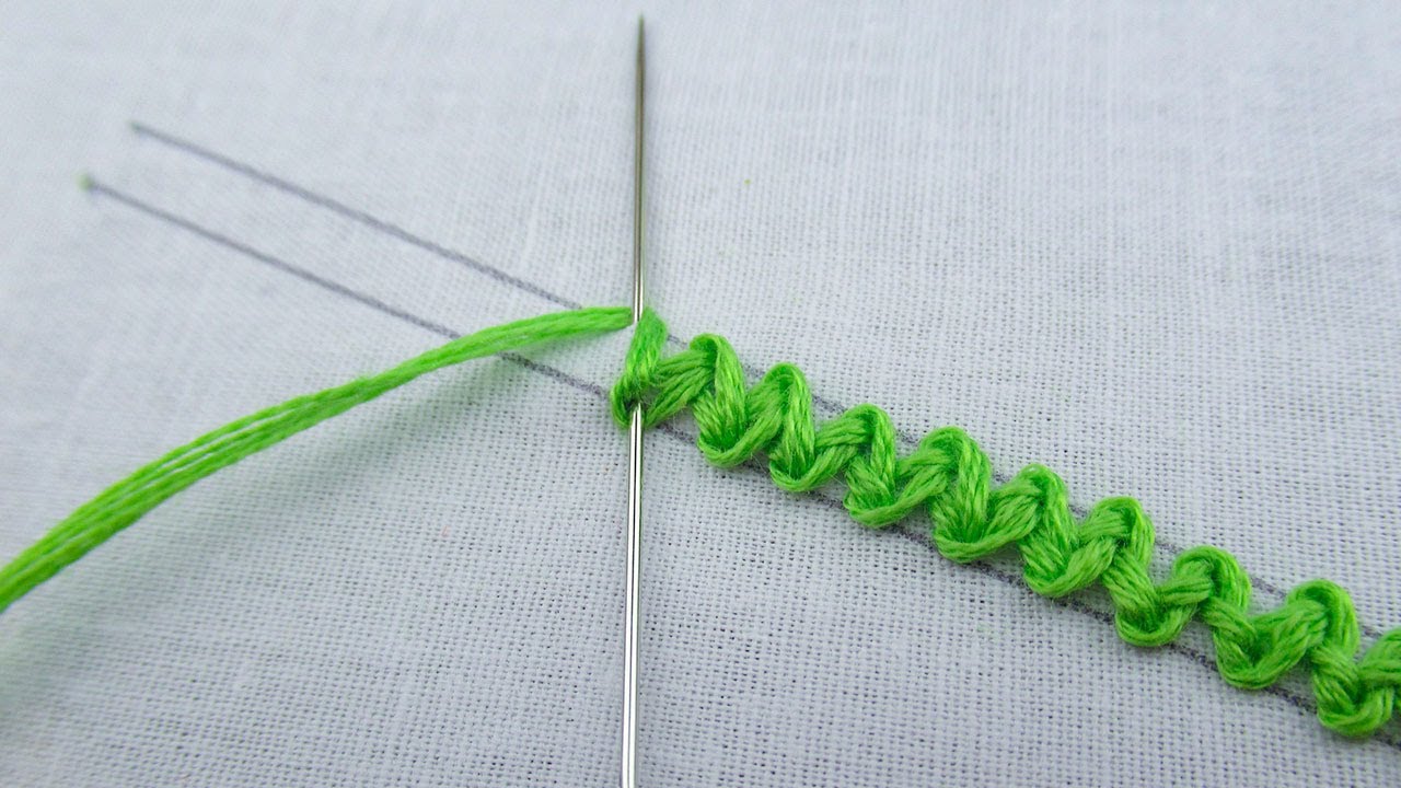 How to do zigzag chain stitch| hand embroidery| basic stitch for ...