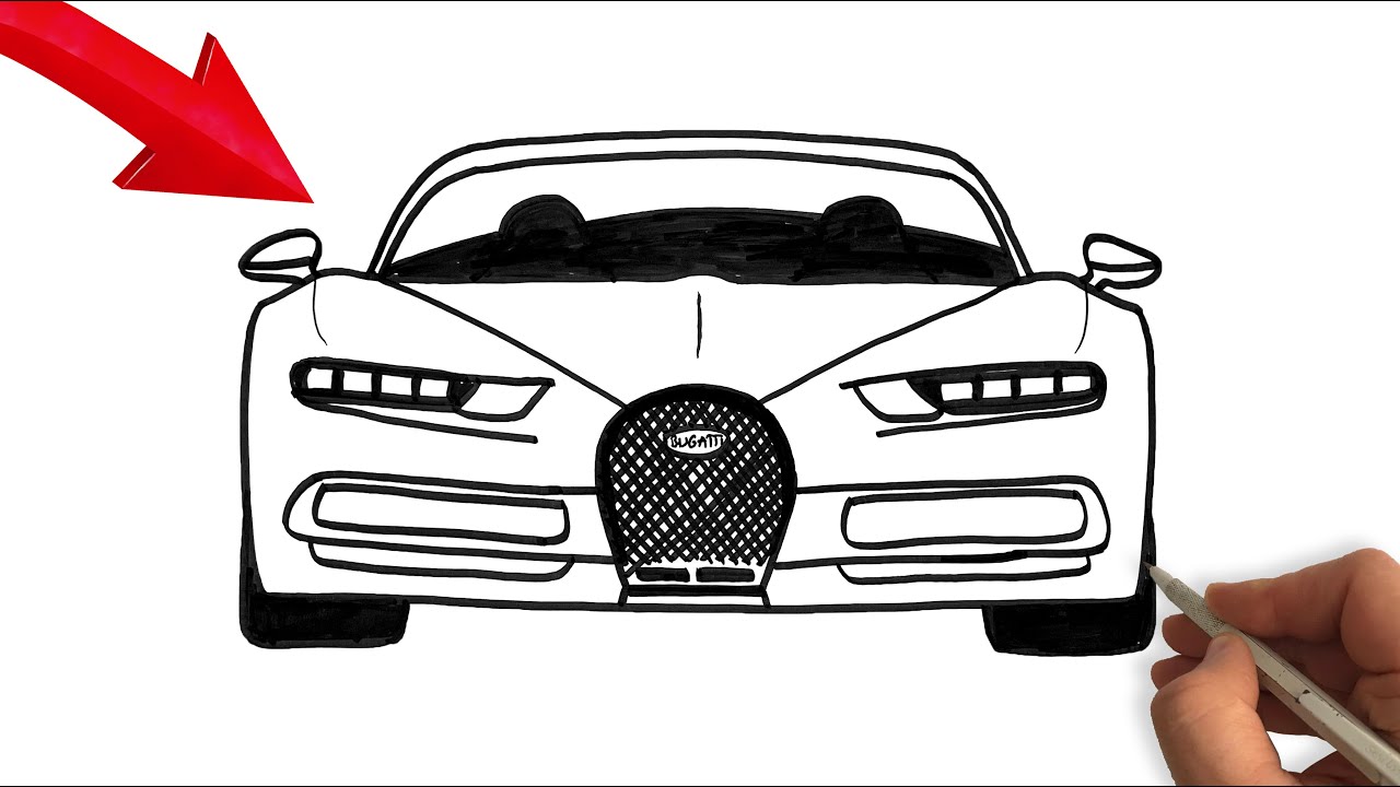 How to draw a BUGATTI CHIRON - Car drawing Bugatti Chiron step by step ...