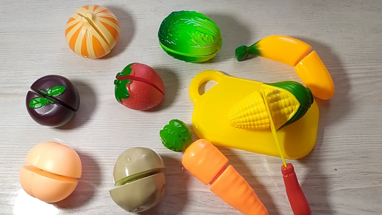 Wooden toy velcro cutting fruit and vegetables cooking playset toy food ...
