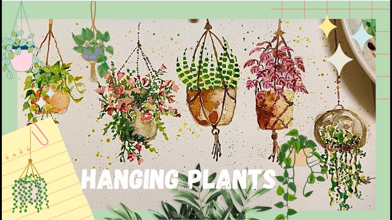 How to paint hanging plants in watercolor - Doodling plants 🌿 - YouTube