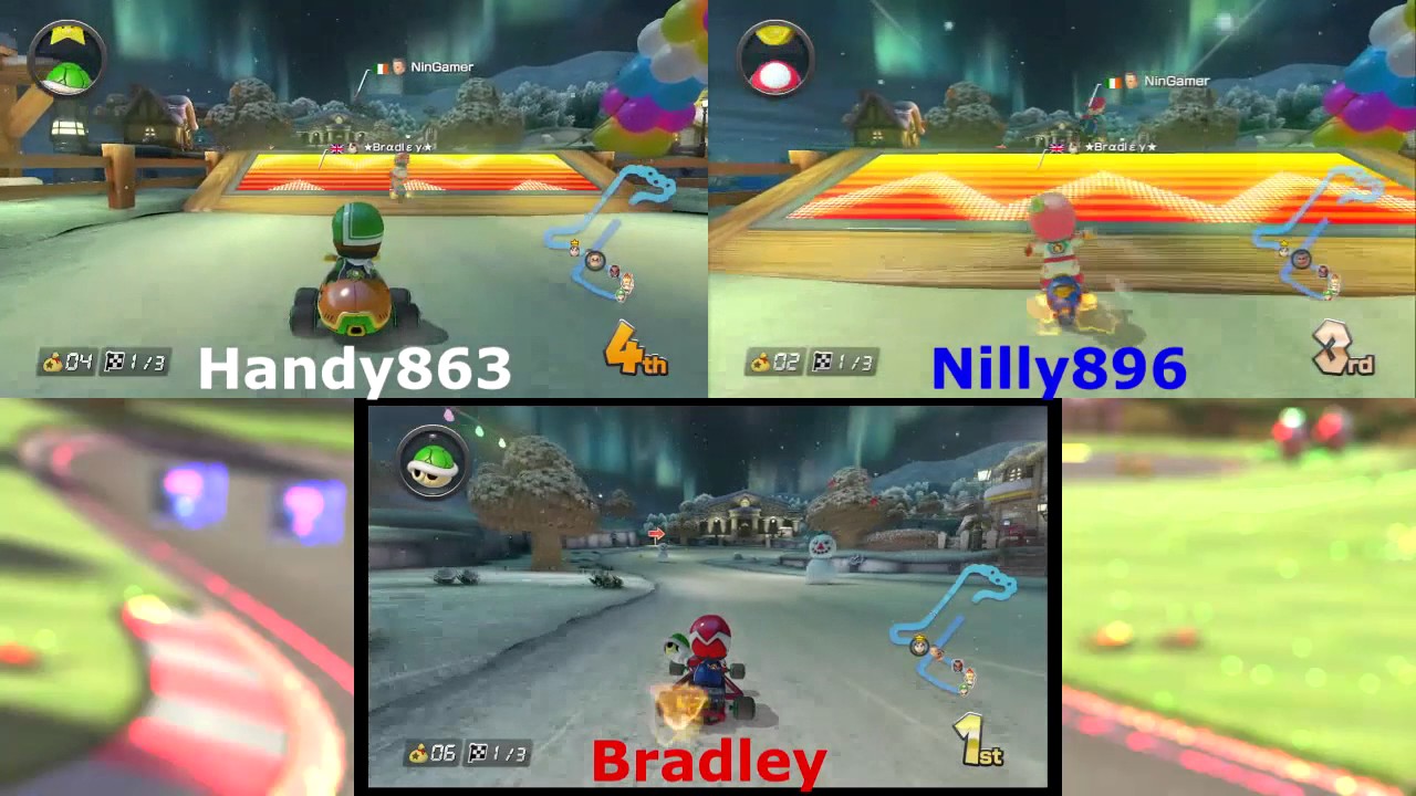 Mario Kart 8 - Split Screen Sneak Peek - Nilly896 VS Handy863 VS ...
