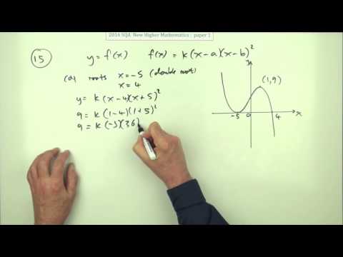 2016 New Higher Mathematics paper 1 number 15 - YouTube