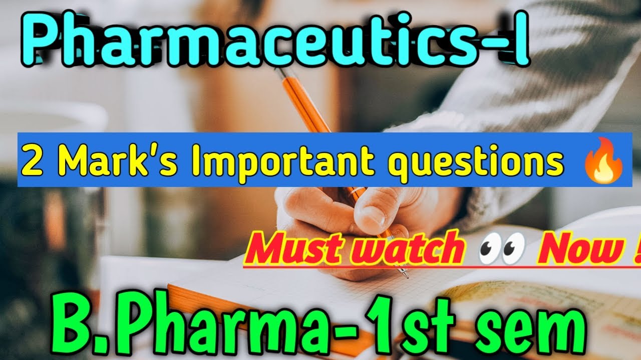 pharmaceutics 1 b pharmacy 1st semester // 2 Mark's Important questions ...