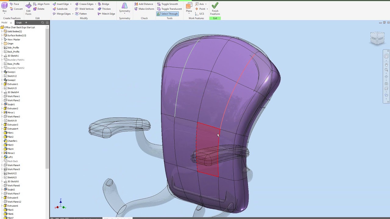 Autodesk Inventor - Freeform back seat - YouTube