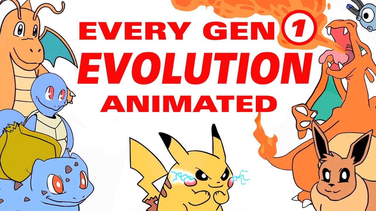 Every Gen 1 Pokemon Evolution Animated! - YouTube