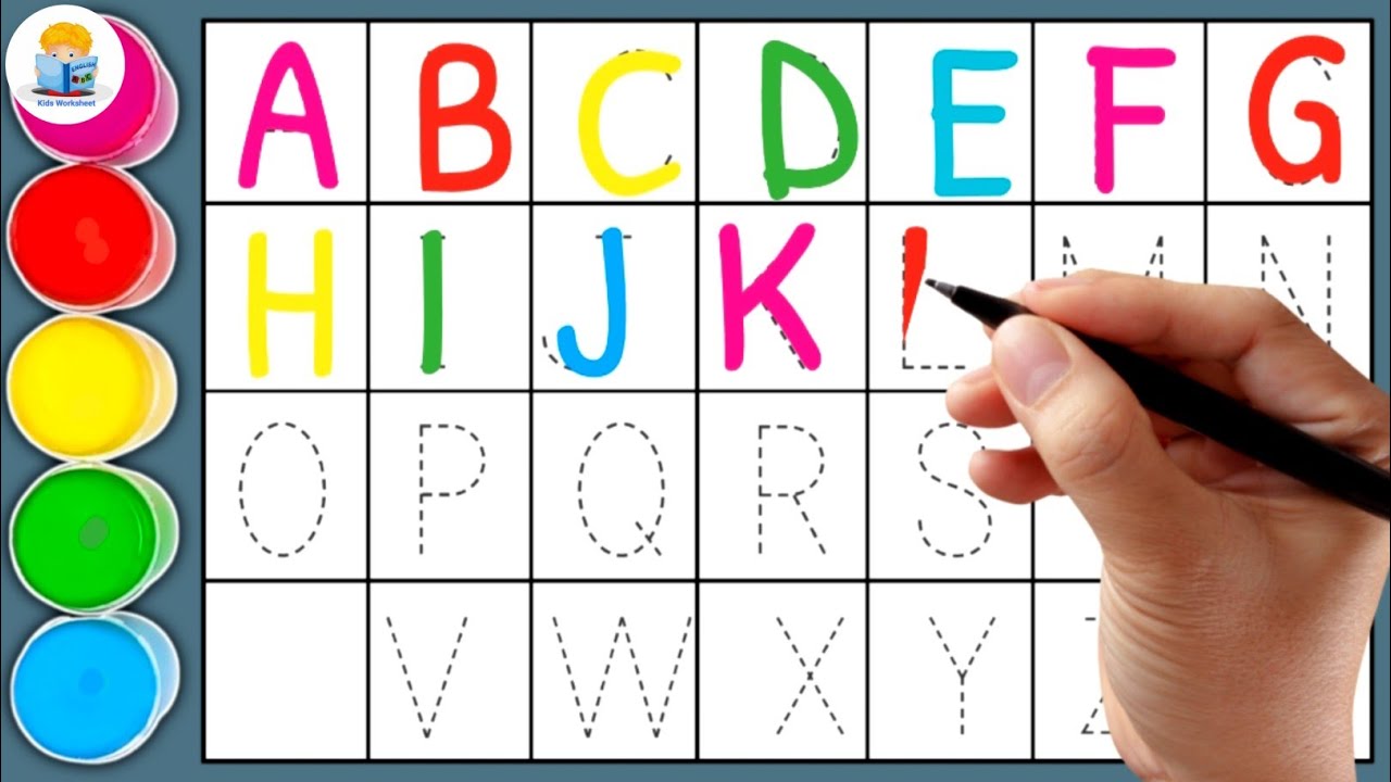 Tracing alphabet letters| abcd rhymes |toodlers |colours name with ...