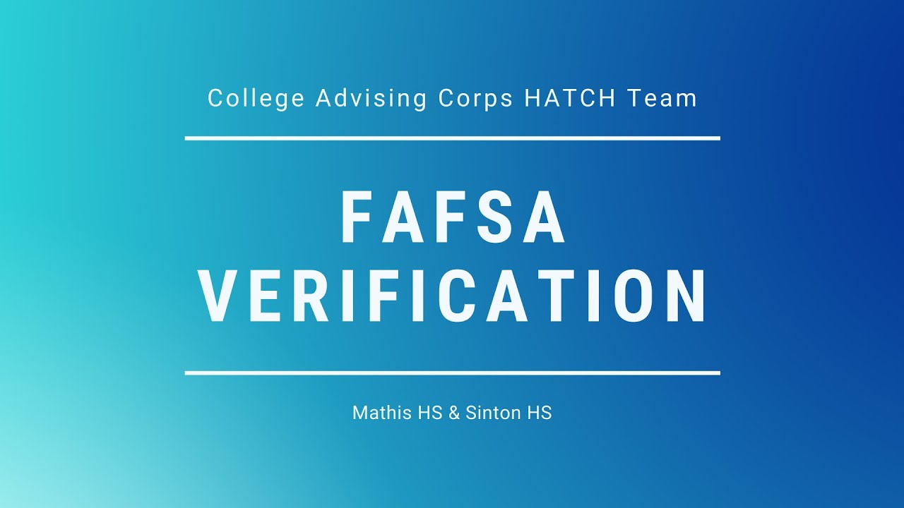 FAFSA Verification - YouTube