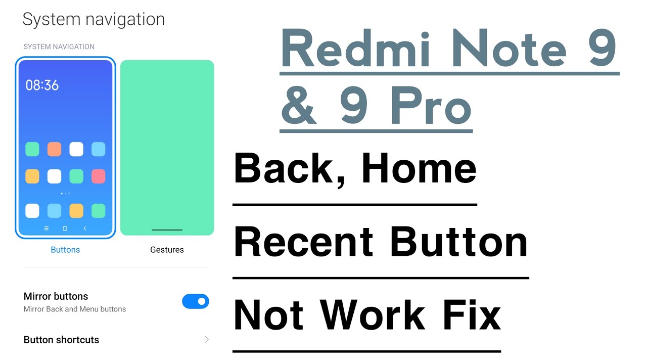 Redmi Note 9, 9 Pro Back Home Recent Button Not Working Problem Solve ...