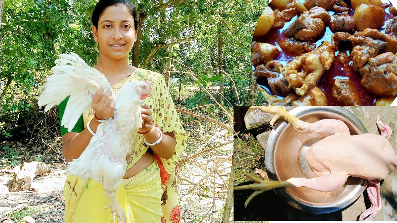 chicken catting and cooking racipe in bengali।চিকেন কারি রেসিপি ...