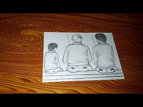 cute drawing of three generations || happy father's Day - YouTube