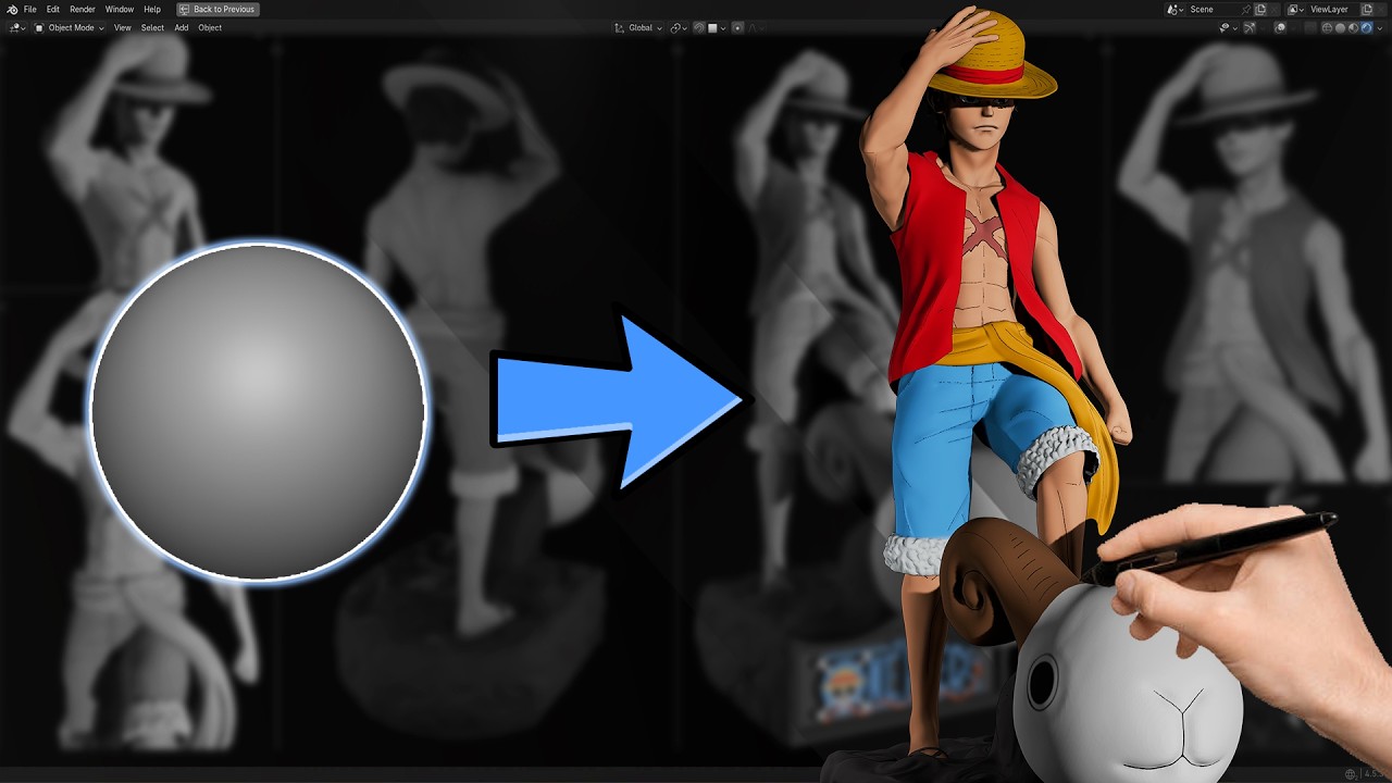 Monkey D Luffy From One Piece | Character Sculpt in Blender - YouTube