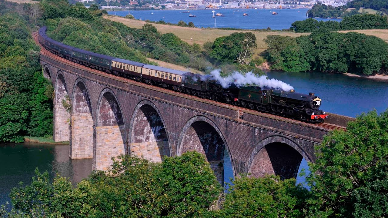 6024 KING EDWARD I + 5029 NUNNEY CASTLE AT FORDER VIADUCT WITH THE ...