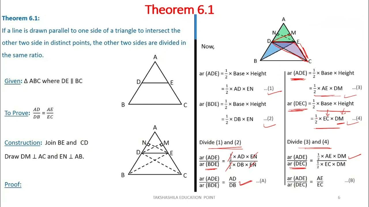 Chapter 6 Triangles || Theorem 6.1 || BPT Theorem || Class 10th || Maths || Takshashila E-Point ...
