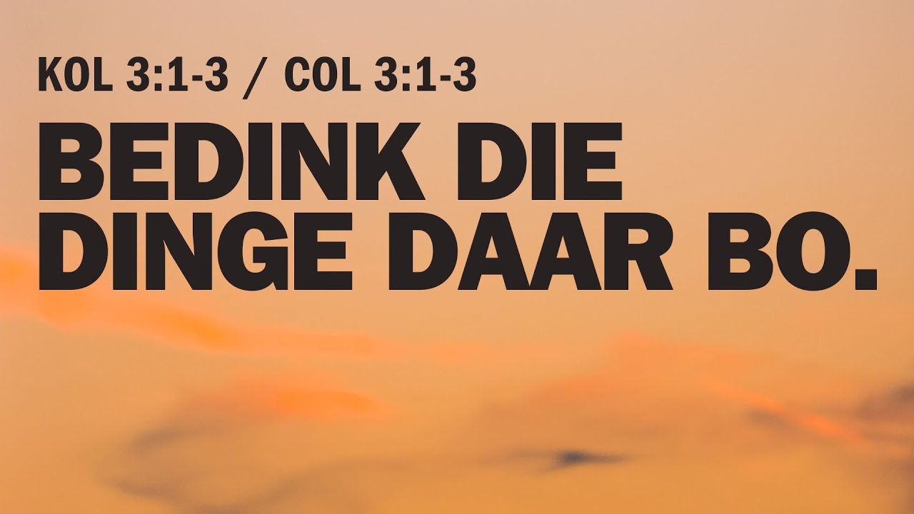 BEDINK DIE DINGE DAAR BO - Ps Jacques Roos - 30/03/2025 - YouTube