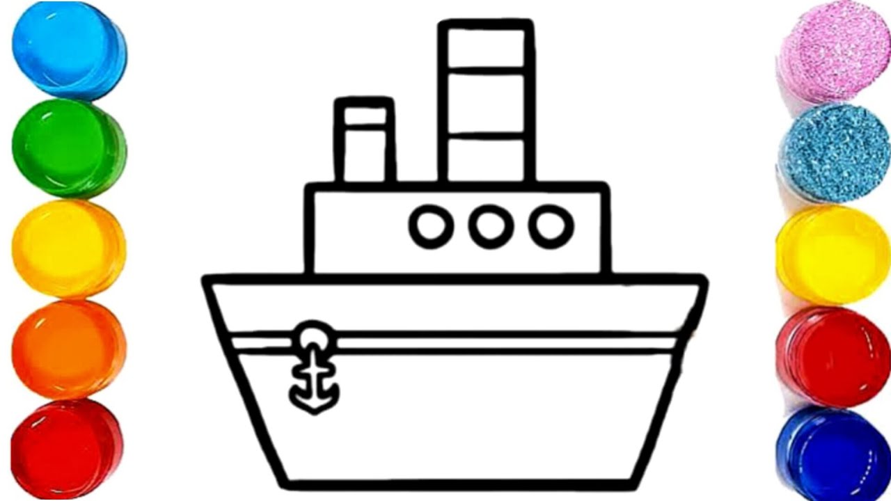 Let's draw a ship for kids |🚢| How to draw a cute ship | Drawing ...