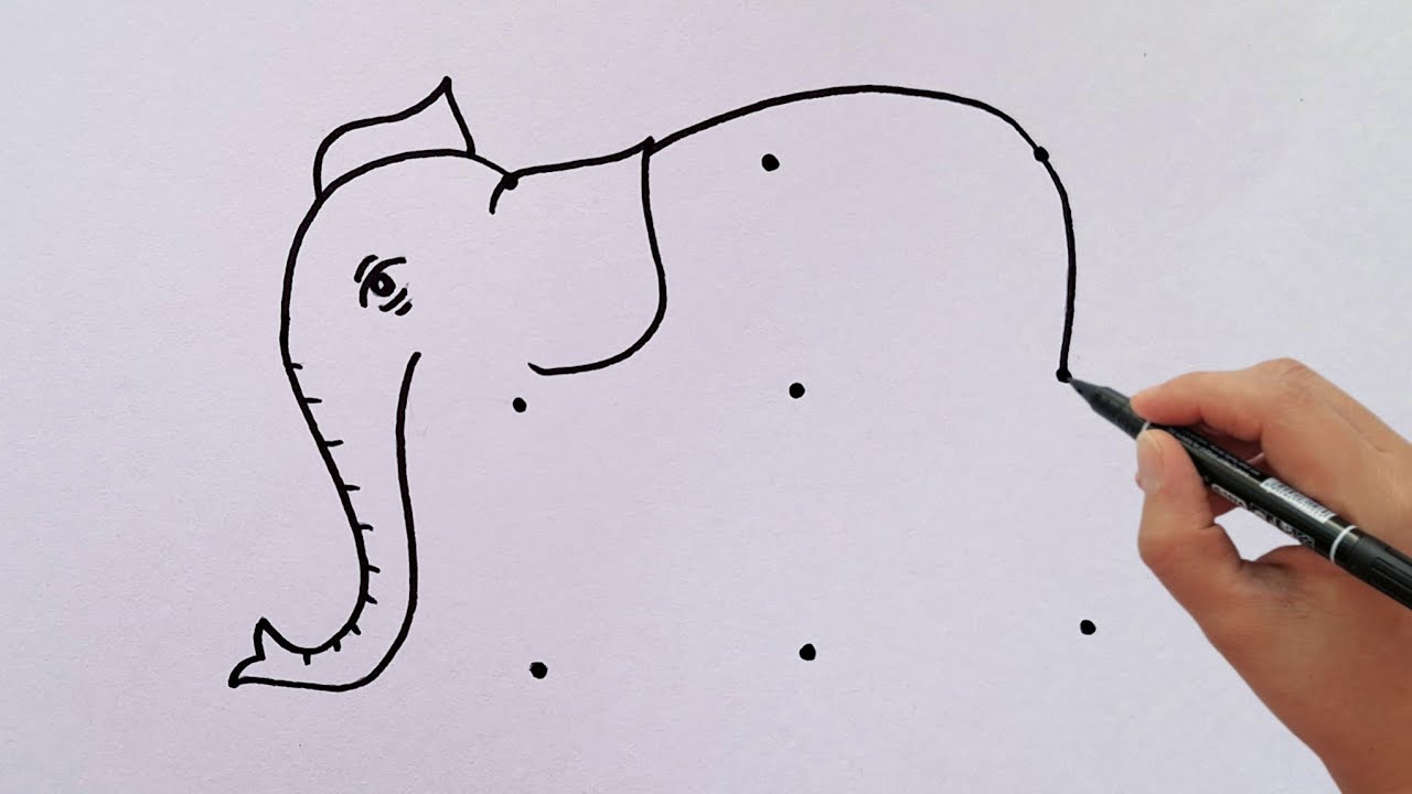 How to draw an elephant with 9 dots | elephant drawing from dots - YouTube