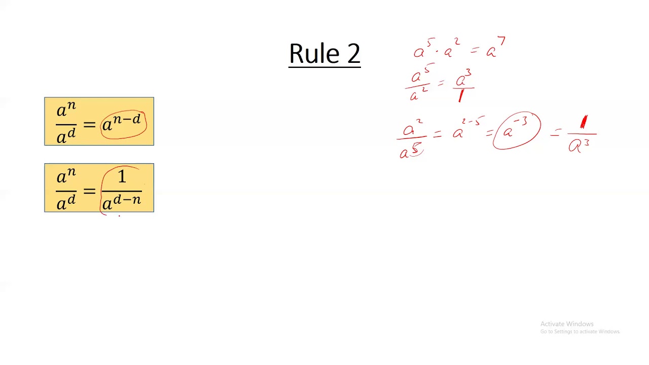 3 Rule For Dividing Exponential Expressions - YouTube