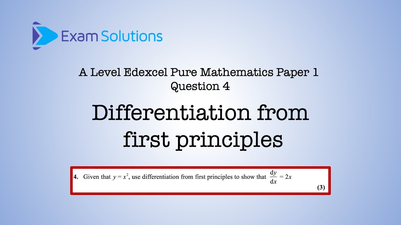 A level Edexcel June 2024 Paper 1 Q4 - Differentiation from first ...