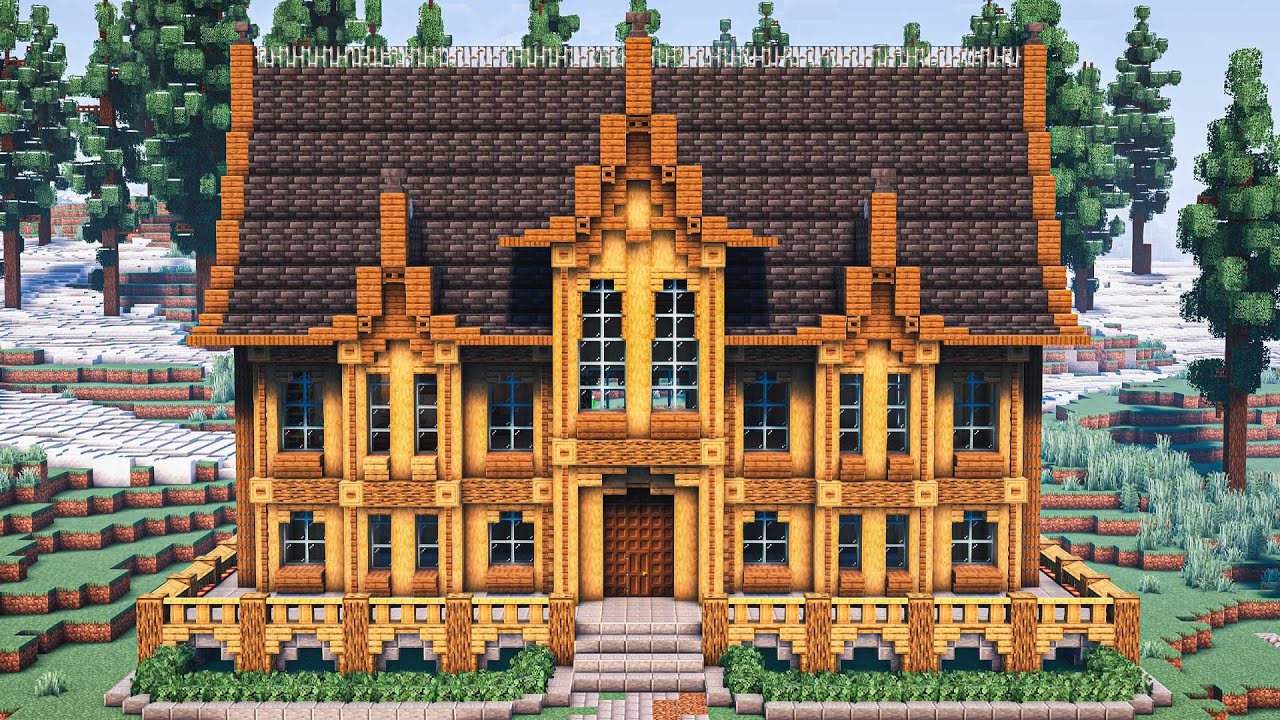 Minecraft: How to Build an Oak Mansion | Wooden Survival House Tutorial ...
