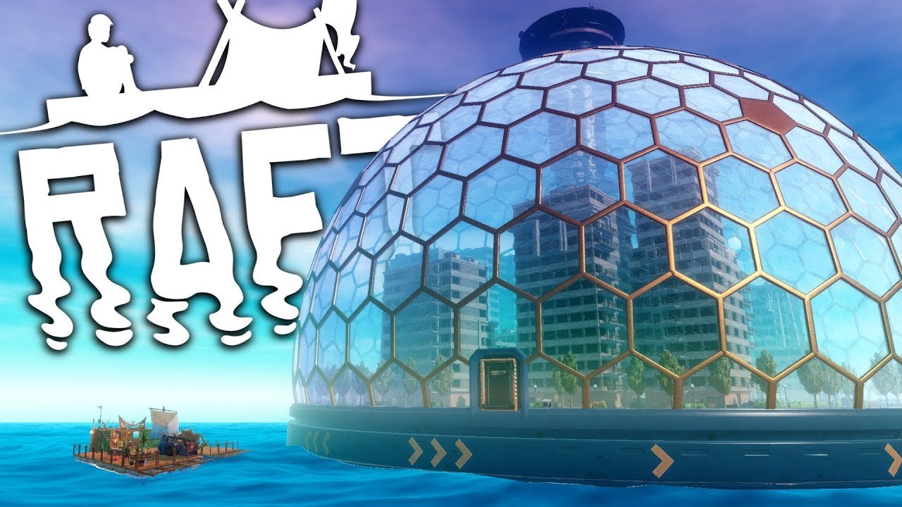 Exploring a Epic Dome City Tangaroa Island in Raft Survival 100 Day`s ...