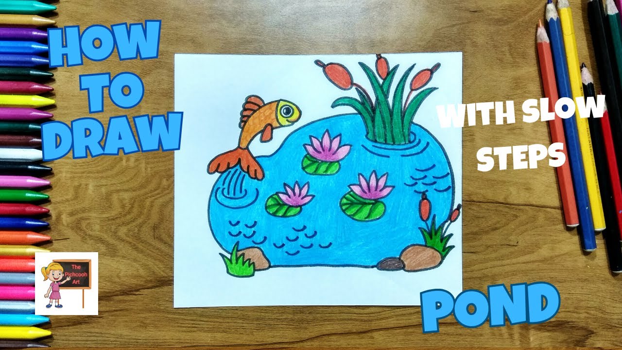 How to draw🖌️a🎉 POND🎉 ||easy for kids☺️||step by step||coloring🎨 ...