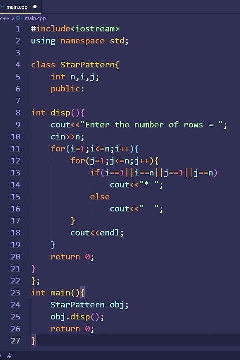 C++ program to print hollow square star pattern using class | PWOS #shorts - YouTube