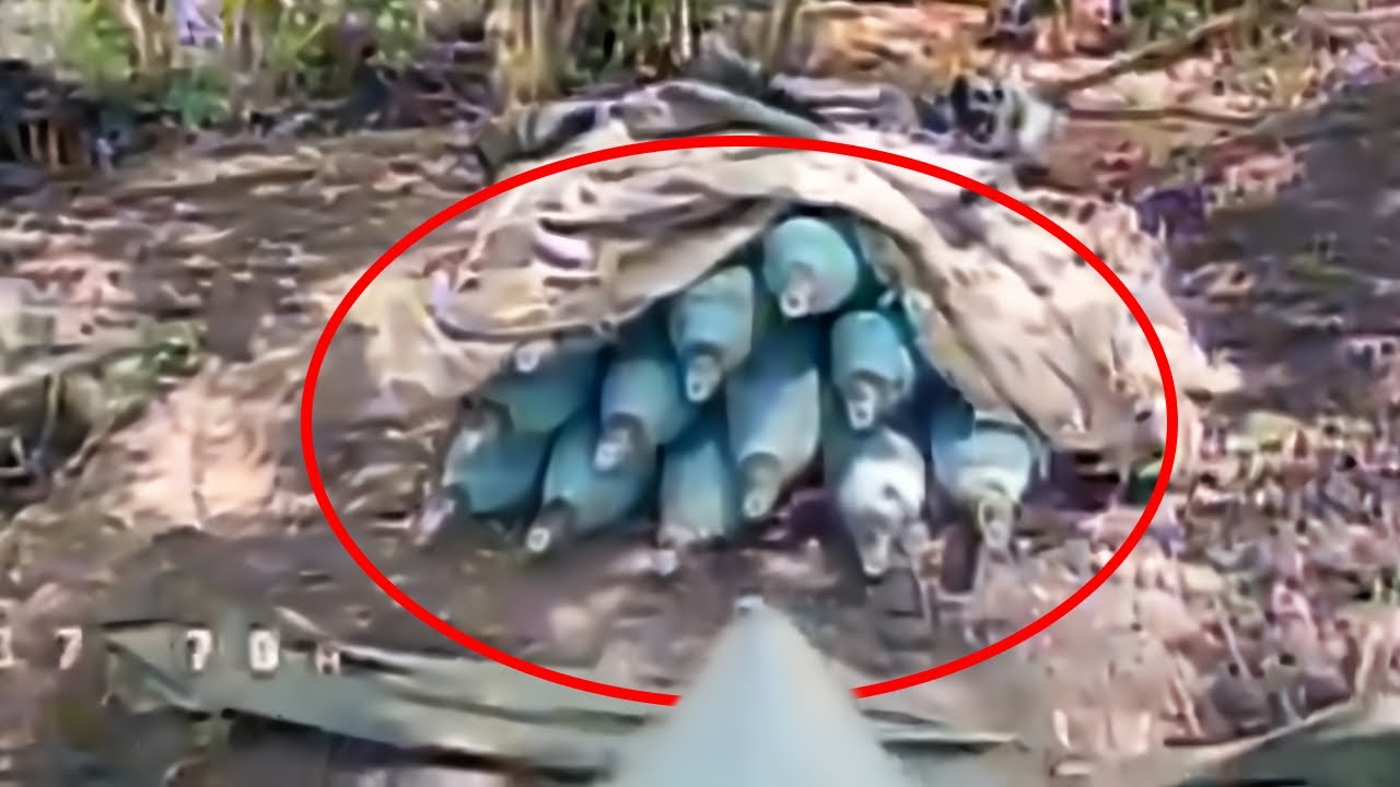 Drone Strikes Artillery Shell Pile - YouTube