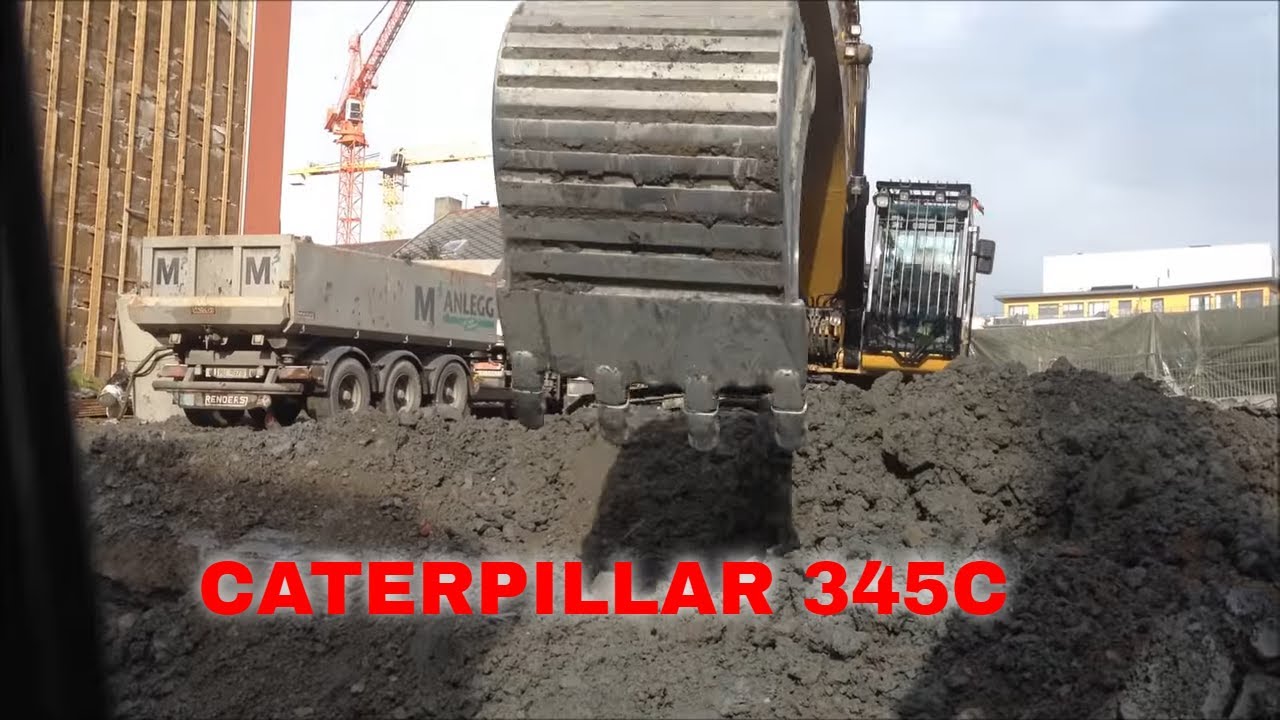 CAT 345 EXCEVATOR LOADING CATERPILLAR 345 C L NORGE NORWAY BODÖ - YouTube