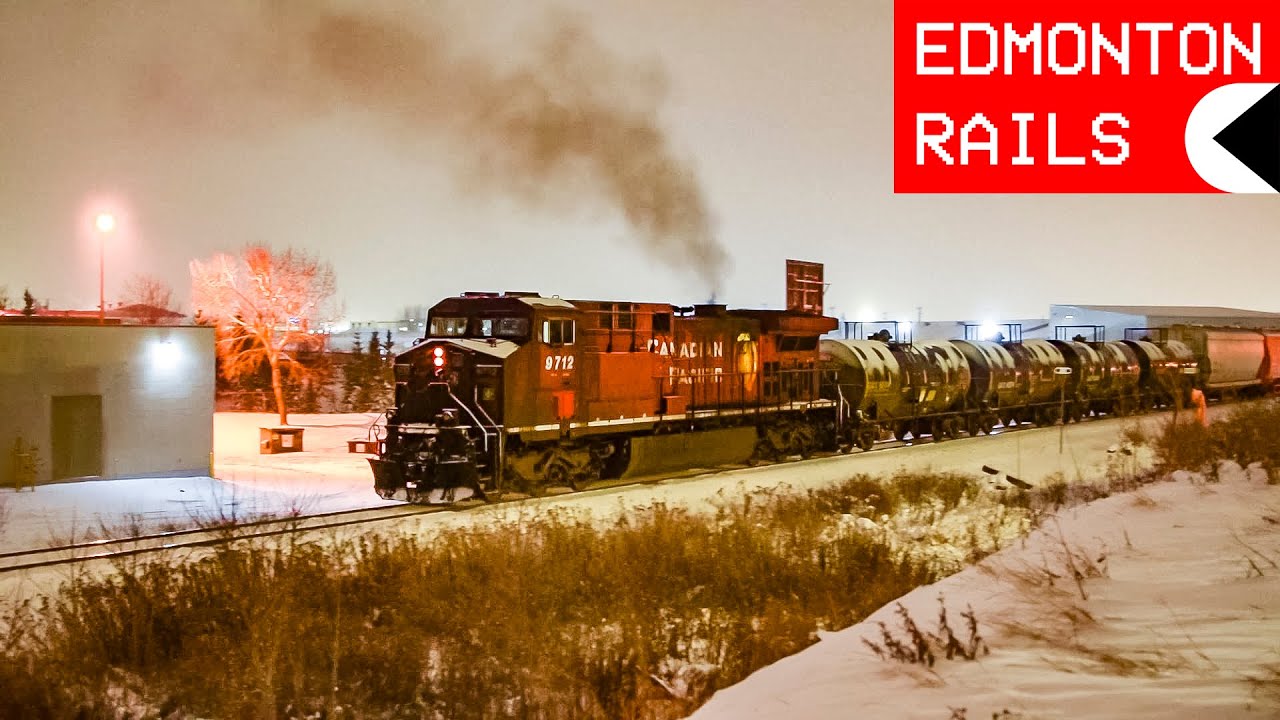 Tail End of CP Train Assembly w/ Sweet AC4400 Diesel Throttle Up! - YouTube