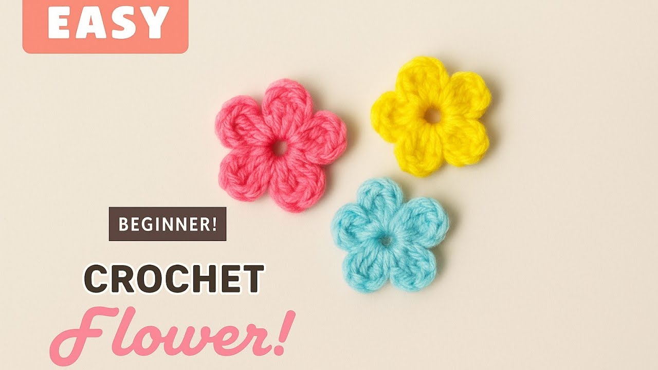How to Crochet a Simple Summer Flower! 🌸 Easy crochet flower tutorial ...