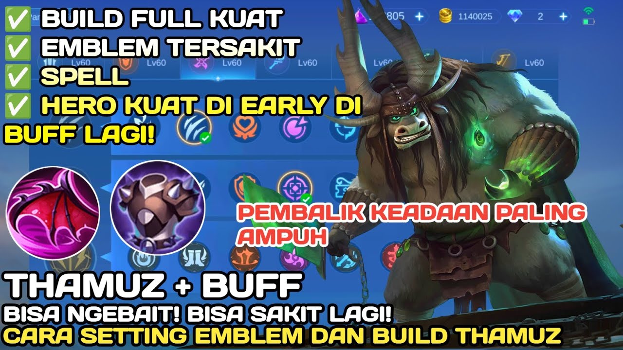 THAMUZ BUFF- CARA SETTING EMBLEM DAN BUILD THAMUZ TERKUAT DAN TERSAKIT ...