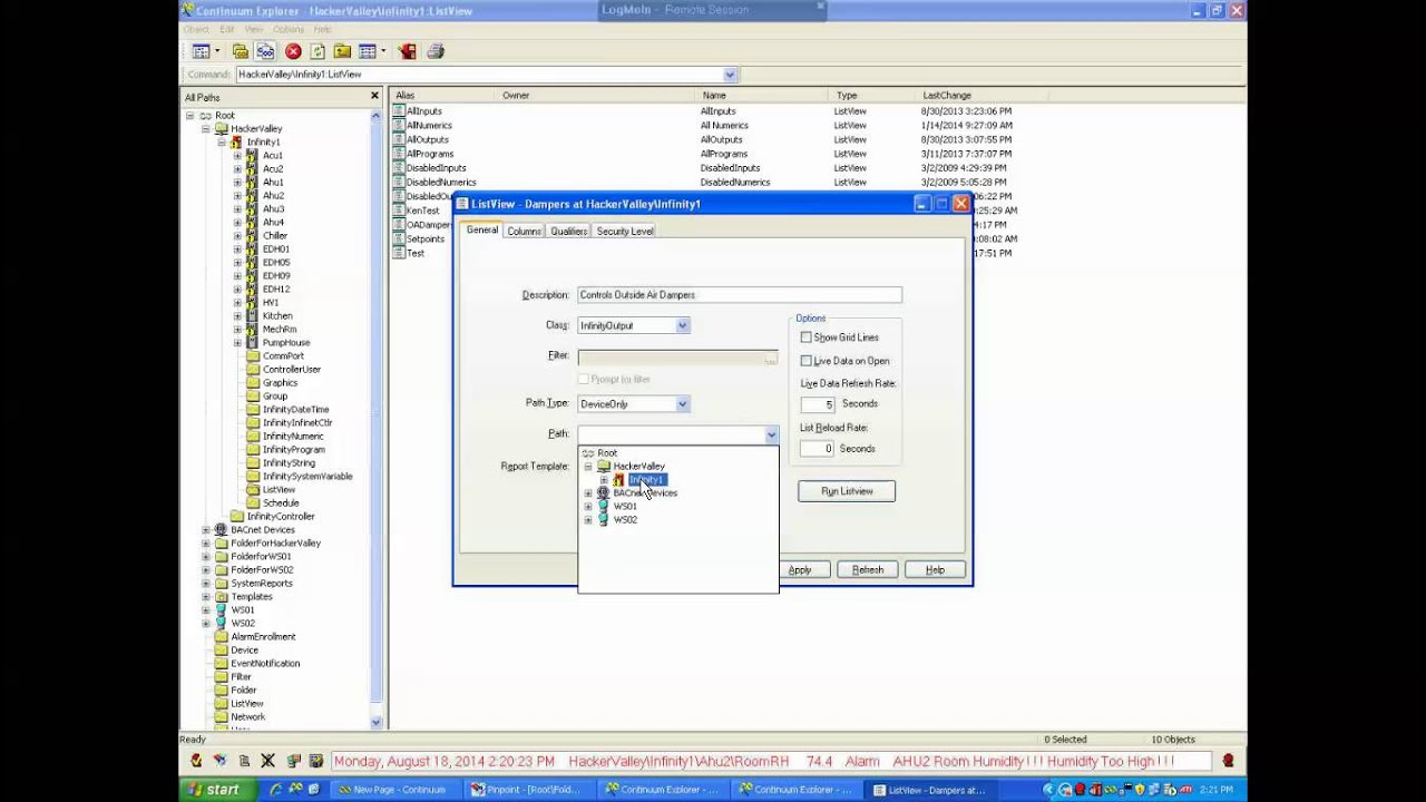 Andover Continuum/Cyberstation Video 10 - Using Listviews - YouTube