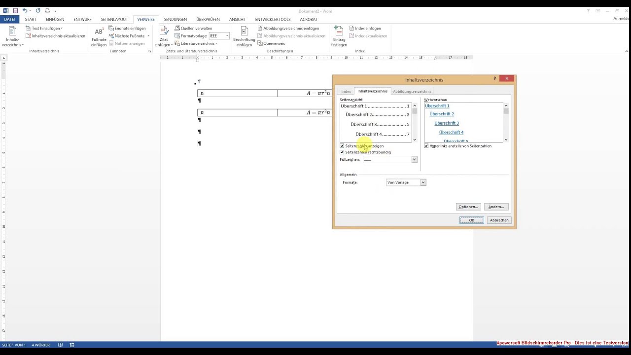 Formelverzeichnis Mit Word Erstellen? – NBROL