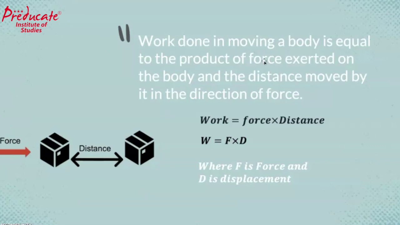 Work and Energy : Definition of Work in Physics | Physics Class 9 (1 ...