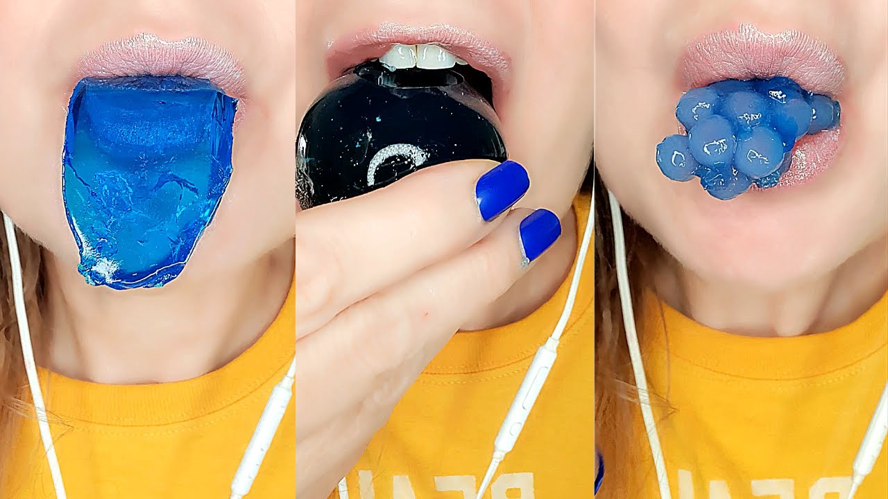 ASMR BLUE JELLY BOBA SOFT SATISFYING EATING SOUNDS MUKBANG - YouTube