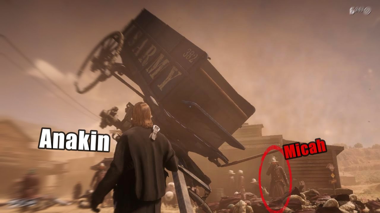 RDR2 - Anakin Skywalker throws a wagon at Micah - YouTube