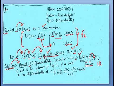 NBHM 2005 (PH.D) || REAL ANALYSIS || DIFFERENTIABILITY - YouTube