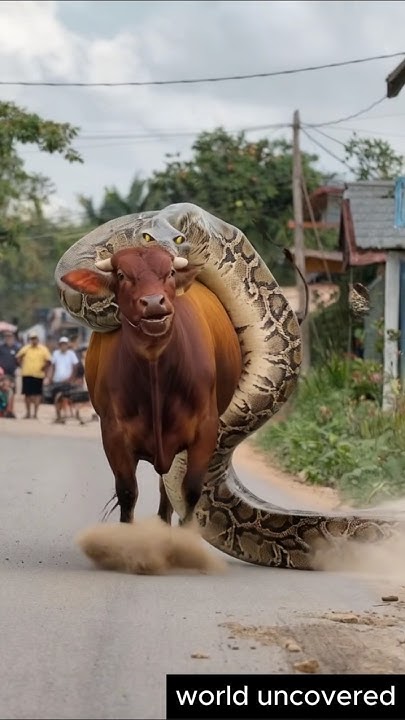 Shocking! Python Tries to Swallow a Cow Whole #shorts - YouTube